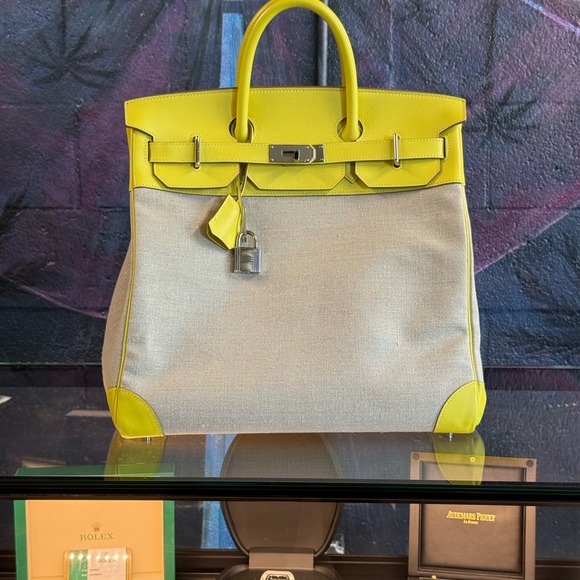 Hermes | Bags | Hermes Hac 5 Birkin Lime Bag Evercolorrare Hermes 50 ...